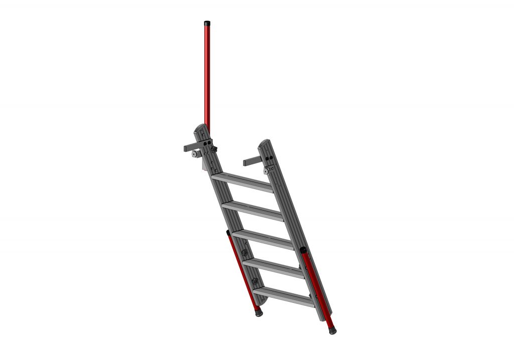 Truck access ladder - foldable handrail